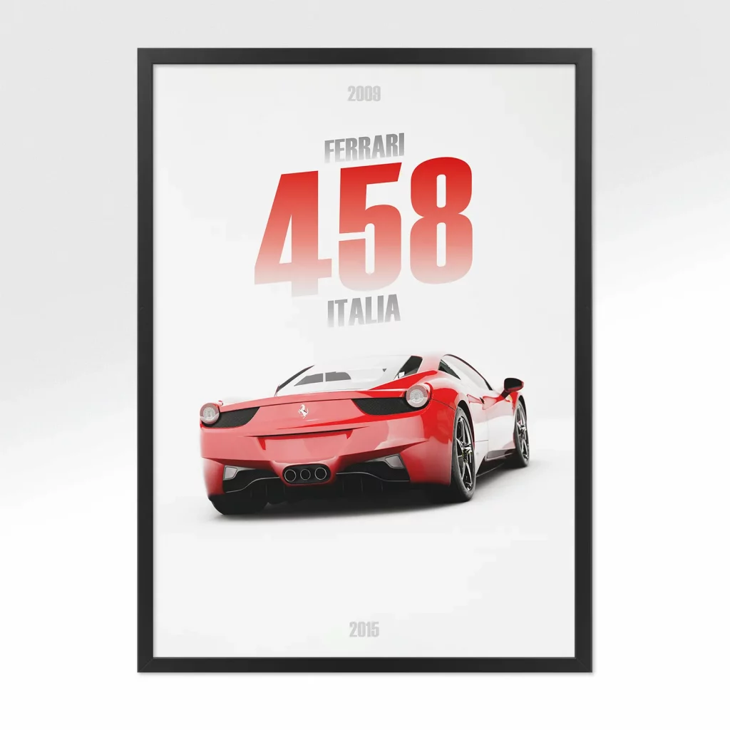 Poster Ferrari 458 Italia - Vue arrière - Le Poster Automobile